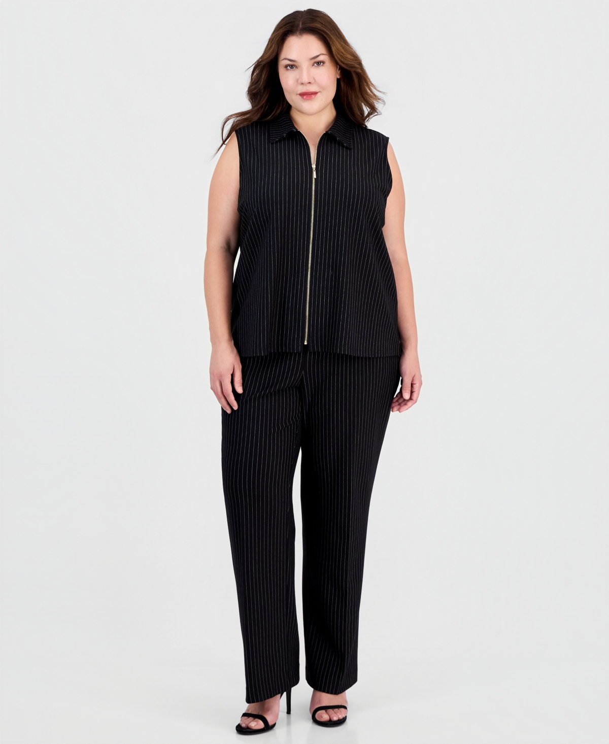 Click here for Anne Klein Plus Size Pinstriped Pull-On Pants - An... prices