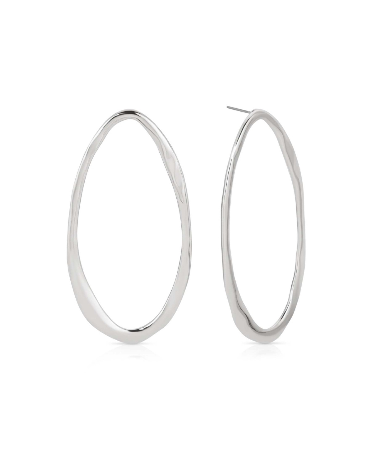 Click here for Ettika Silver-Tone Hammered Large Oval Earrings -... prices