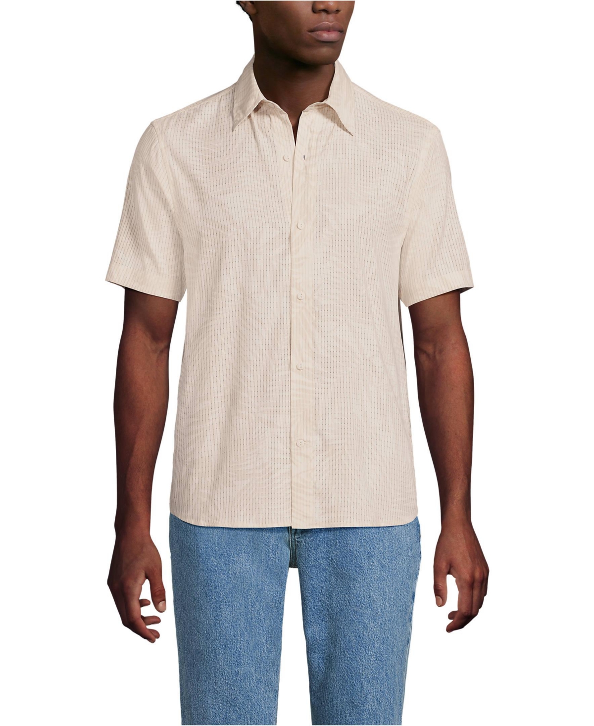 Click here for Lands End Mens Short Sleeve Cooling Shirt - Ivory/... prices