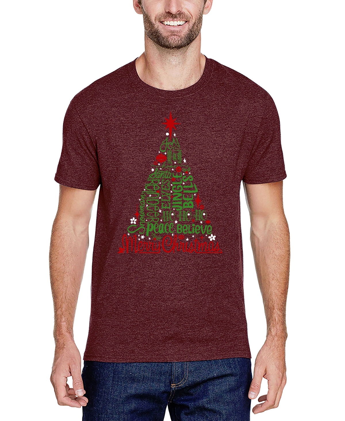 Click here for La Pop Art Mens Holiday Christmas Tree Word Art T-... prices