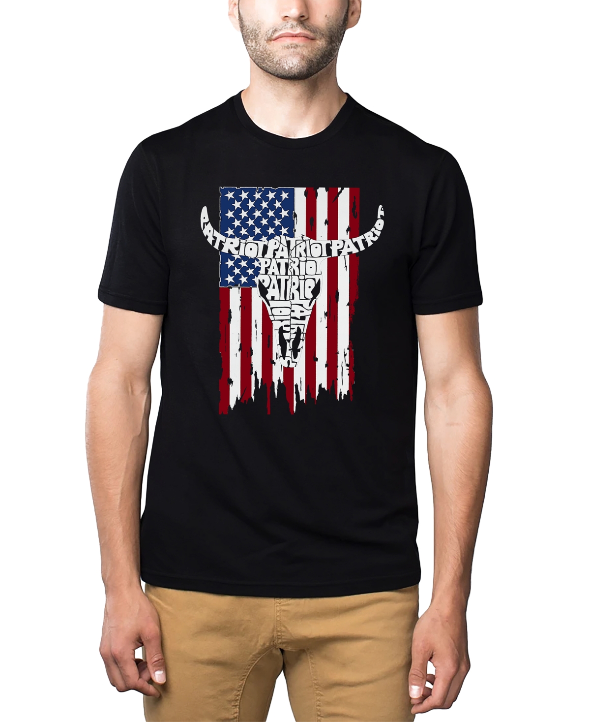 Click here for La Pop Art Mens Patriot Cow Skull American Flag Wo... prices