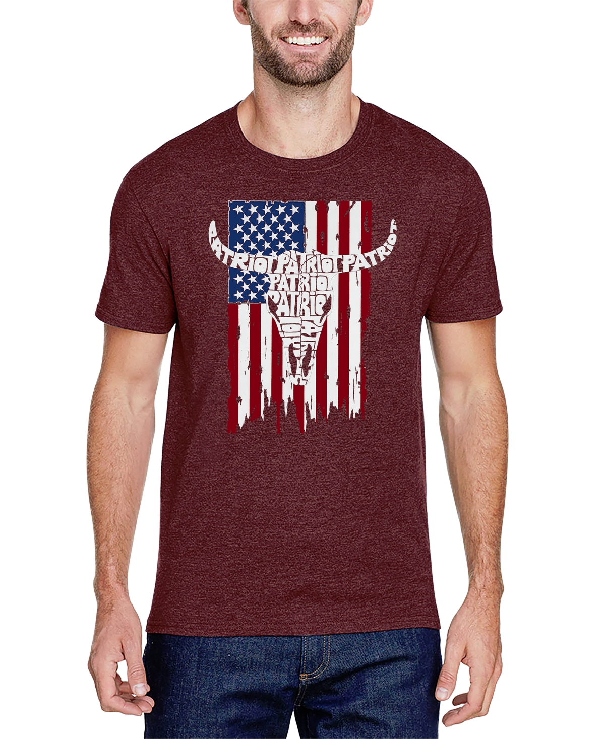 Click here for La Pop Art Mens Patriot Cow Skull American Flag Wo... prices