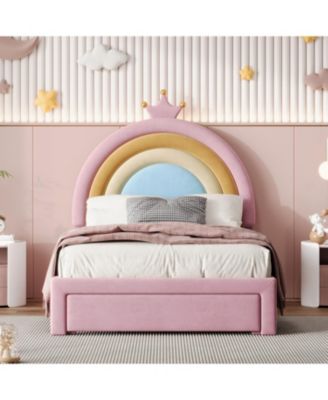 Click here for Rainsken Upholstered Kids Bed Frame With Drawer Ra... prices