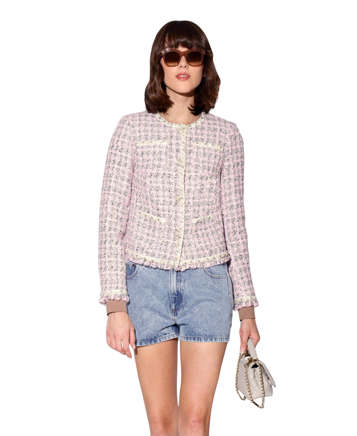 Click here for Walter Baker Womens Farah Collarless Boucle Tweed... prices