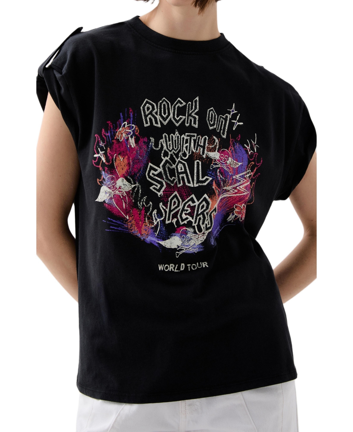 Click here for Scalpers Womens Rock On Tee - Dark grey prices