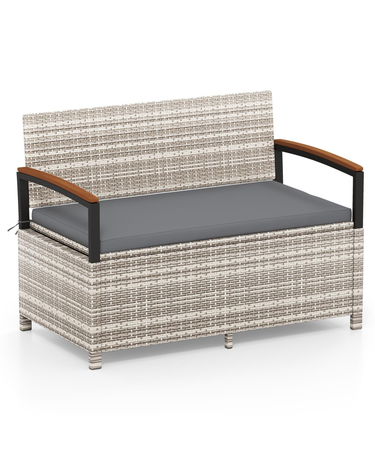 Click here for Gymax Outdoor Storage Bench w/Cushion Backrest and... prices
