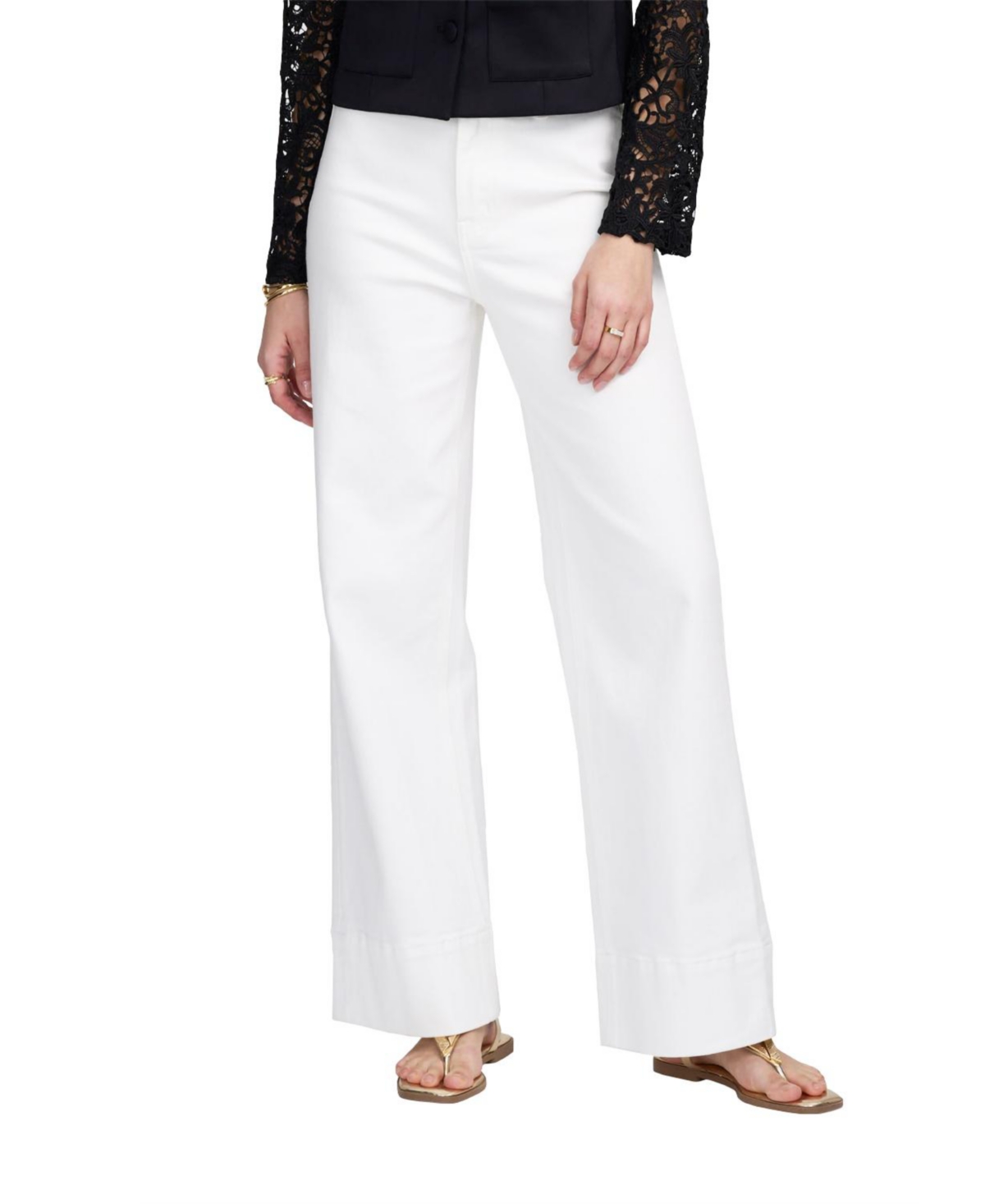 Click here for Elle Collection Womens Cropped Wide Leg Jean - Whi... prices
