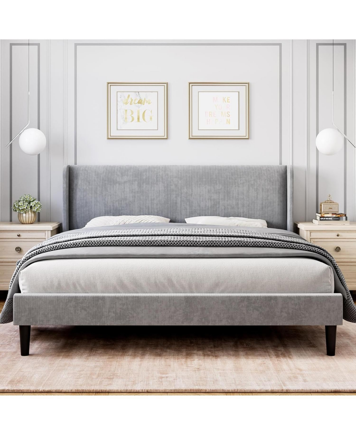 Click here for gaomon Bed Frame with Headboad and Wingback  Elega... prices