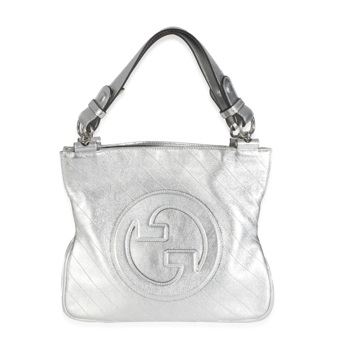 Click here for Pre-Owned Gucci Silver Metallic Sakai Diagonal Sti... prices