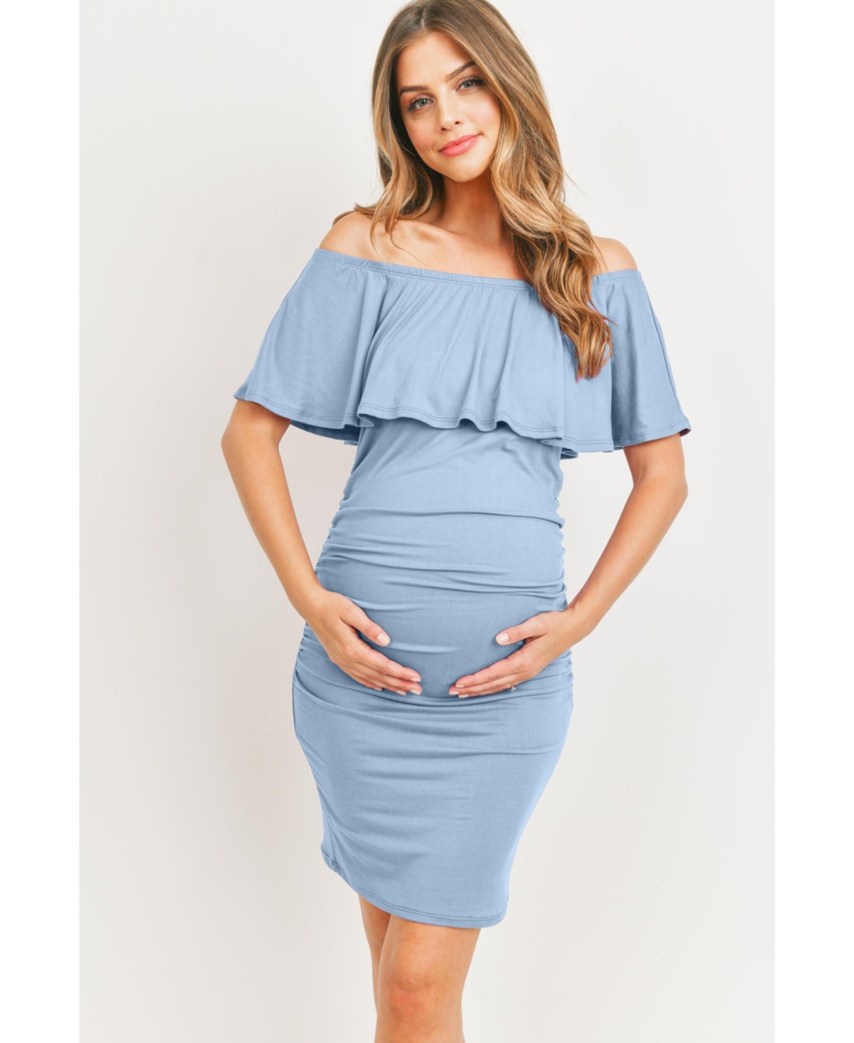 Click here for Hello Miz Maternity Off-The-Shoulder Ruffle Bodyco... prices