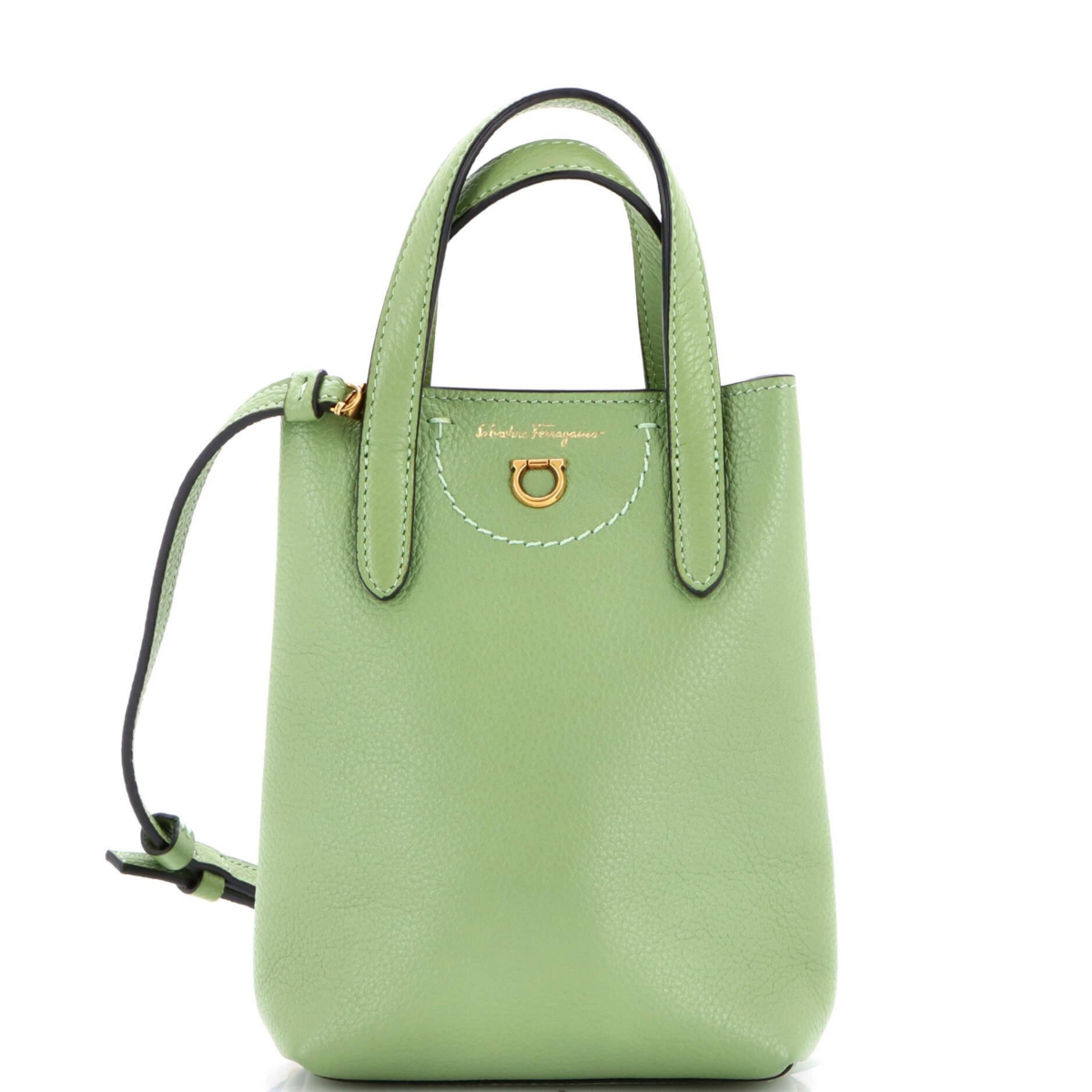 Click here for Pre-Owned Salvatore Ferragamo Mini Gancini Tote Le... prices