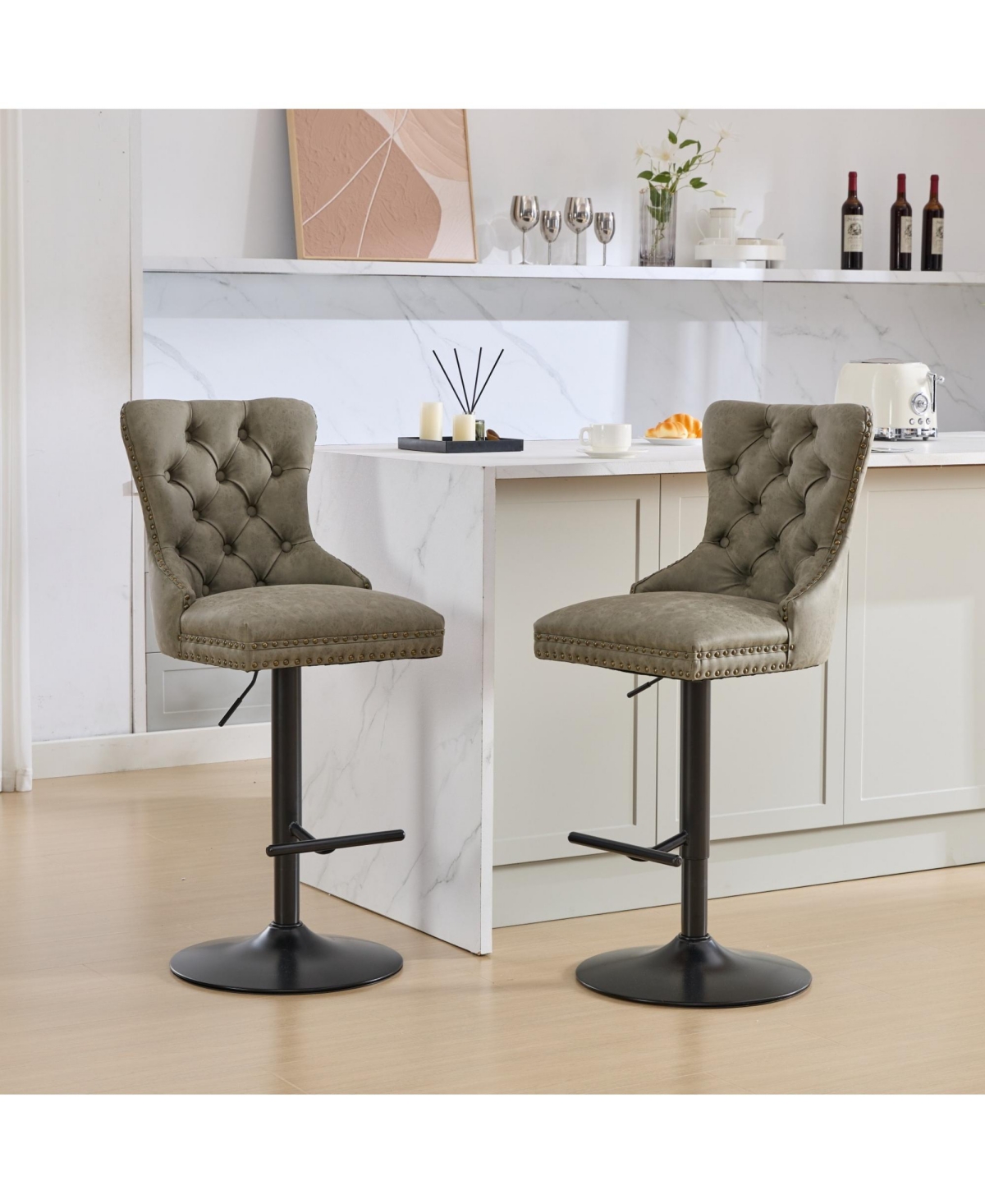 Click here for Rainsken Pu Leather Swivel Bar Stools Set of 2  Ad... prices