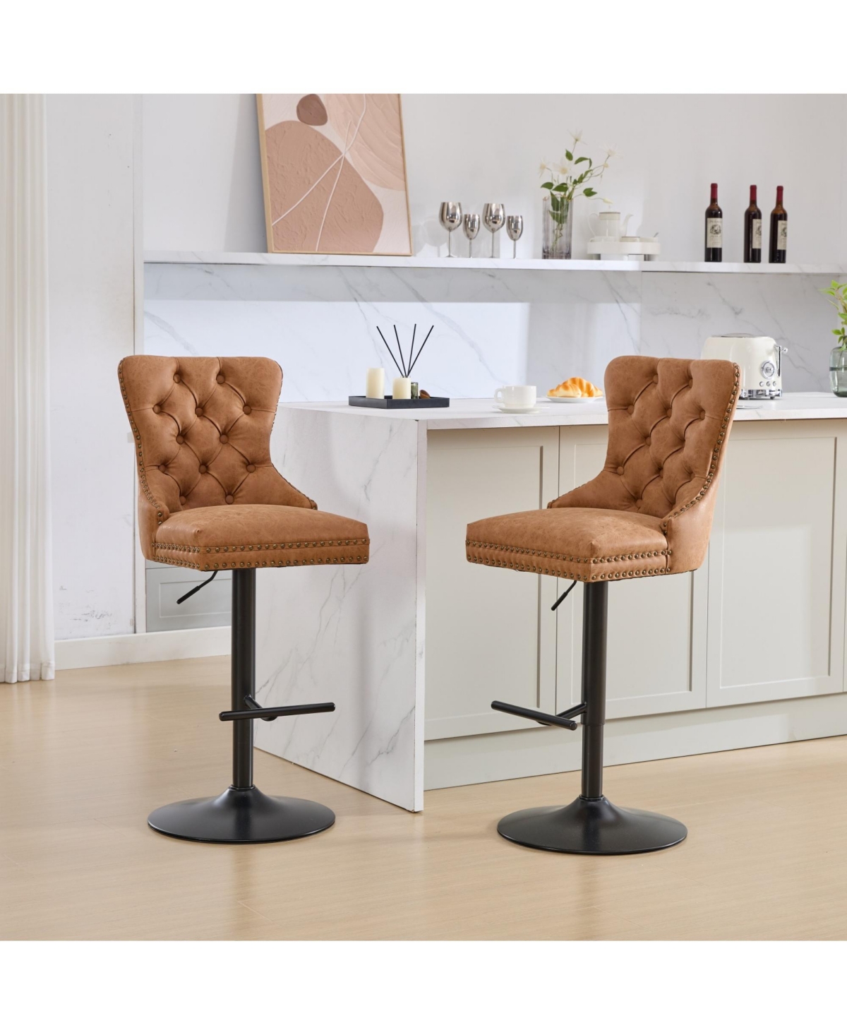 Click here for Rainsken Pu Leather Swivel Bar Stools Set of 2  Ad... prices