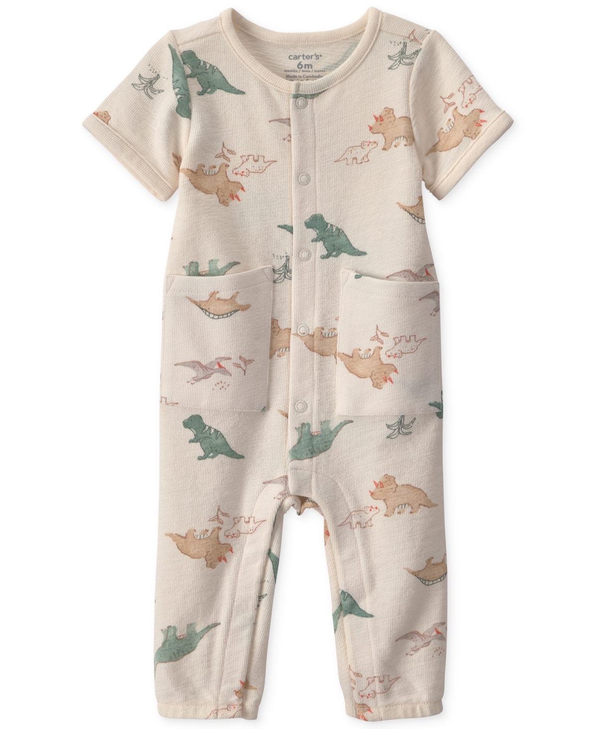 Click here for Carters Baby Boys Dinosaur Print Jumpsuit - Ivory prices