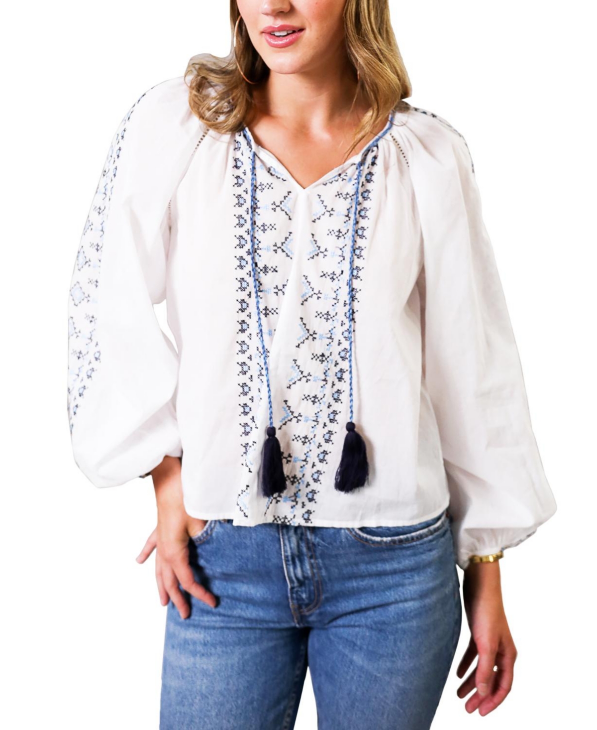 Click here for West Of Womens Adriana Top - Kona embroidery prices