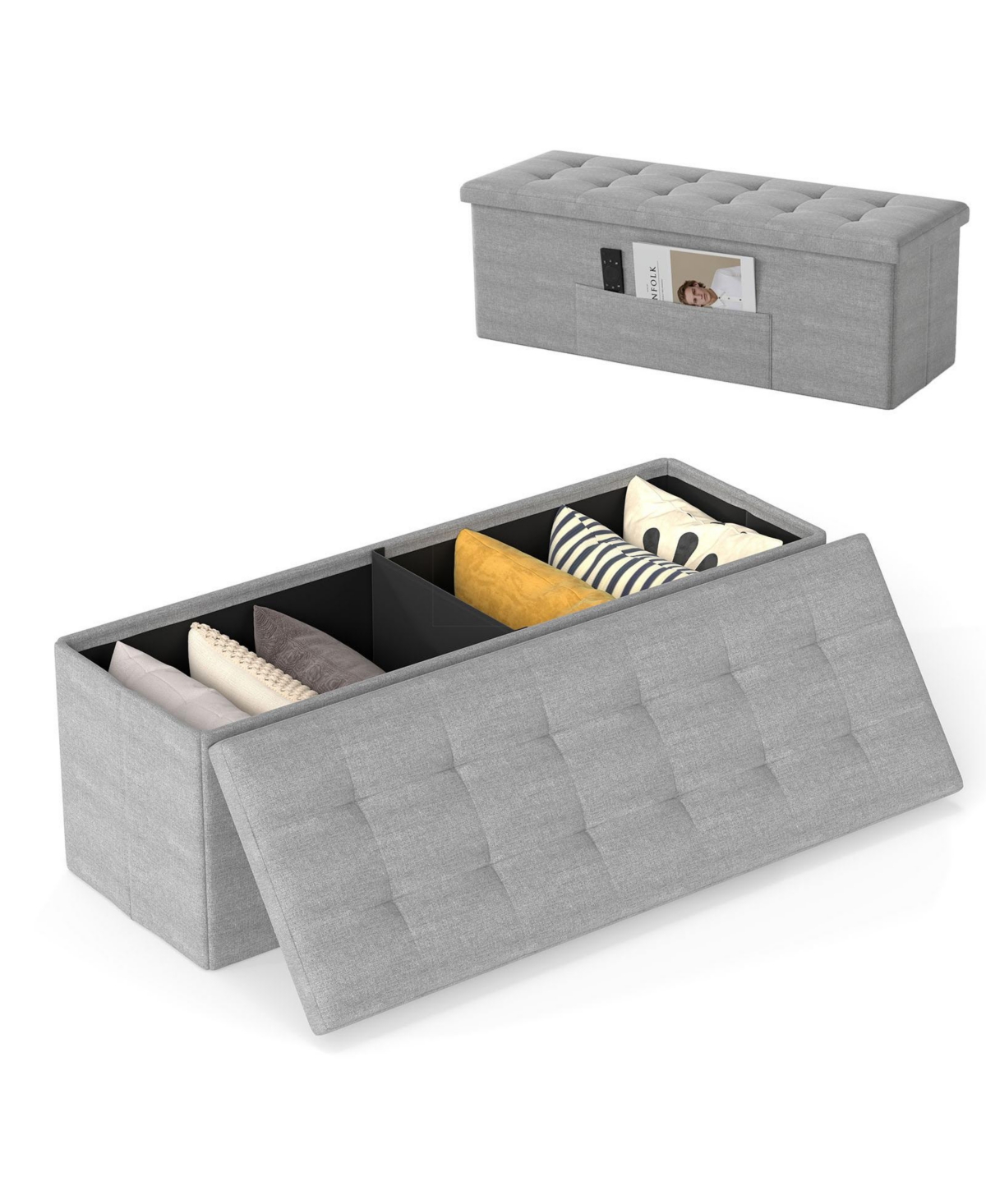 Click here for Gouun 43-Inch Folding Storage Ottoman Bench with P... prices