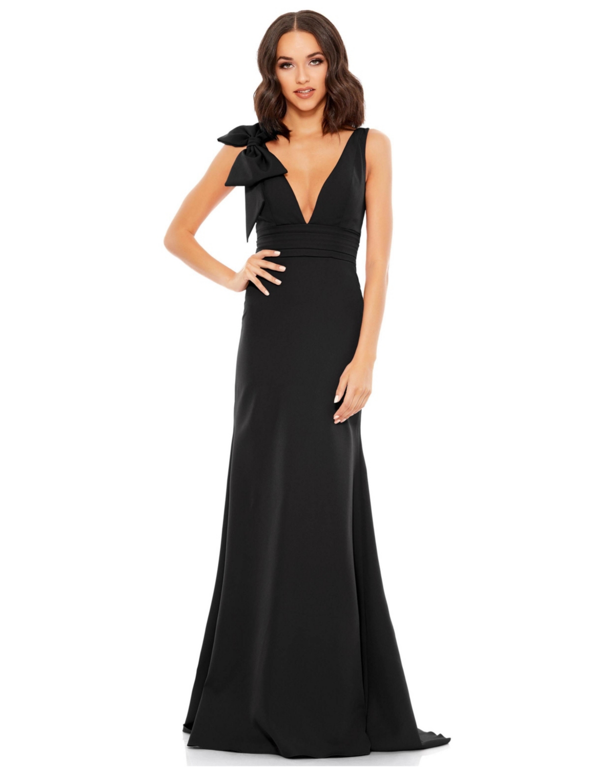 Click here for Mac Duggal Womens Sleeveless V Neck Bow Detail Mer... prices