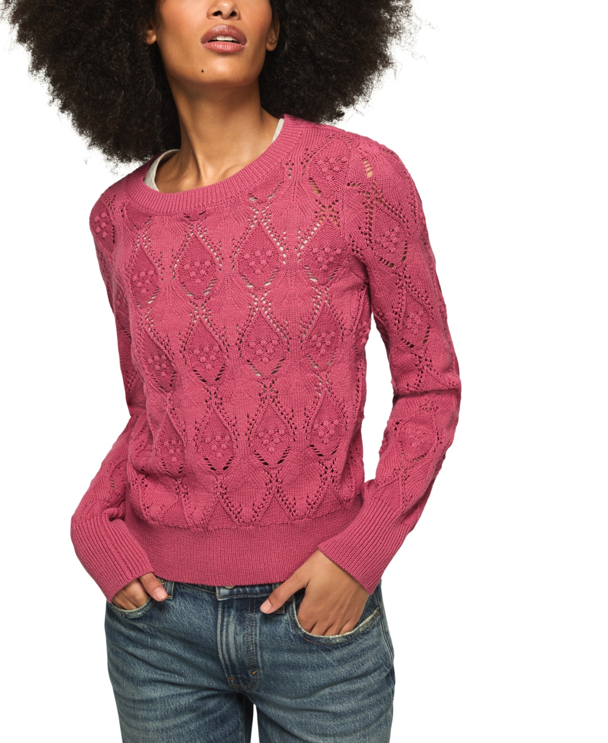 Click here for Lucky Brand Womens Acrylic Lace Crewneck Sweater -... prices