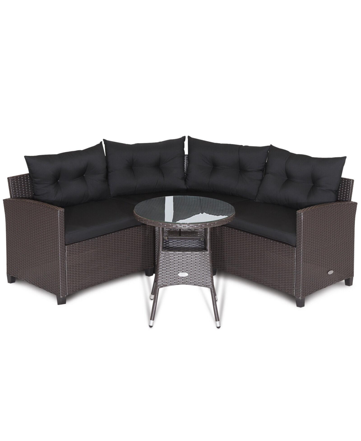 Click here for Slickblue Outdoor Rattan Sofa Set 4 Piece with Cus... prices