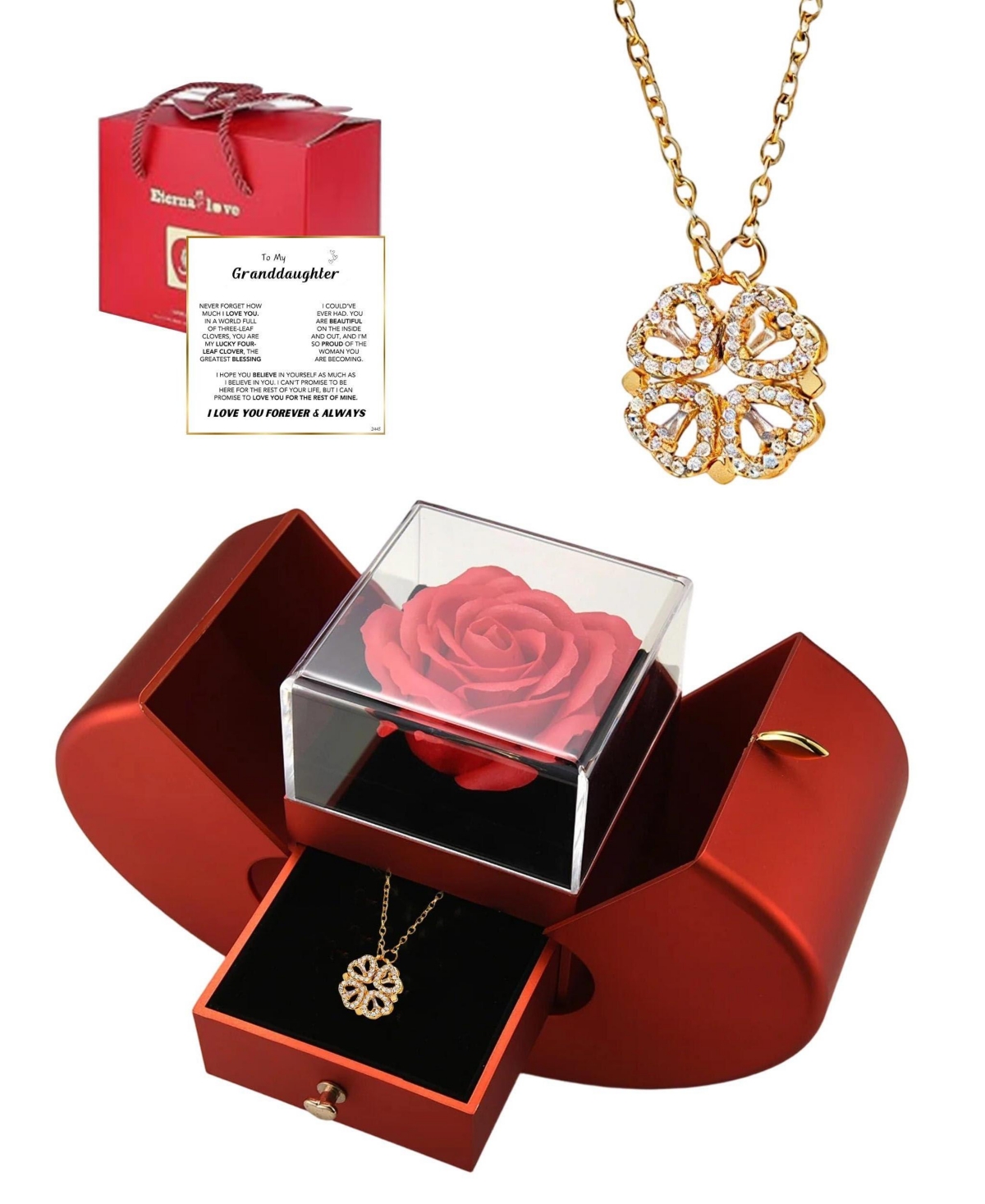 Click here for Gnuadz Preserved Rose Necklace Daughter Gift - Gol... prices