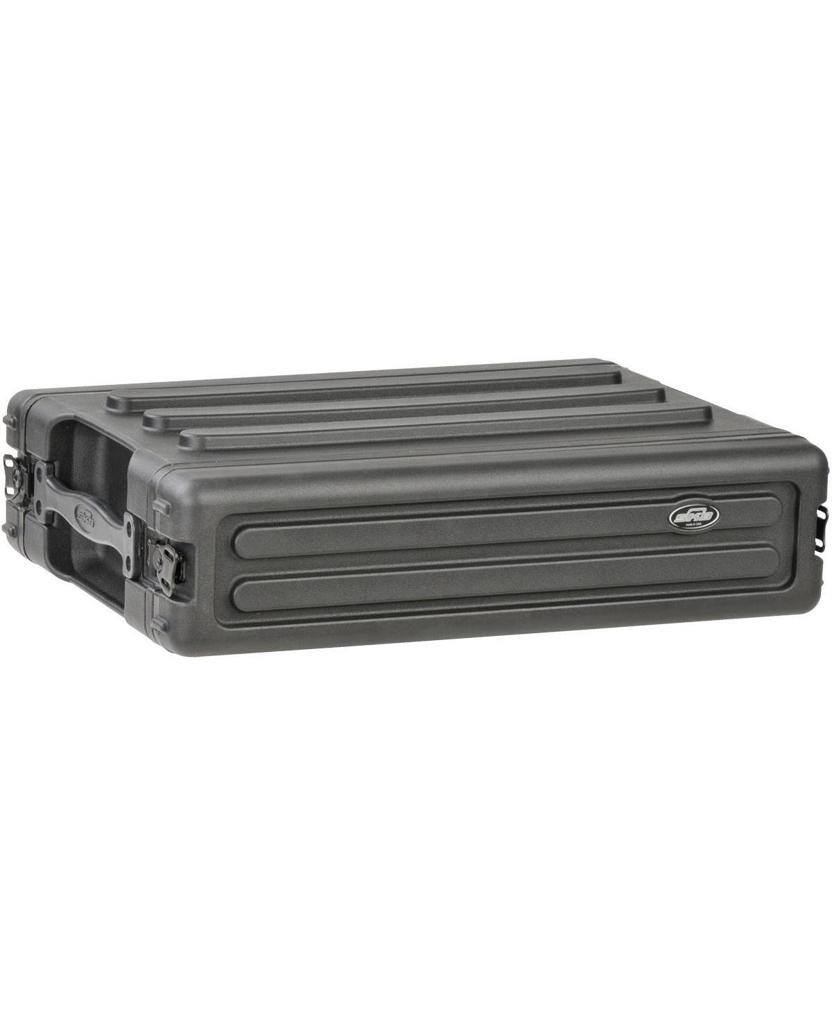 Skb 2U Roto-Molded Shallow Rack Case with Steel Rails - Black