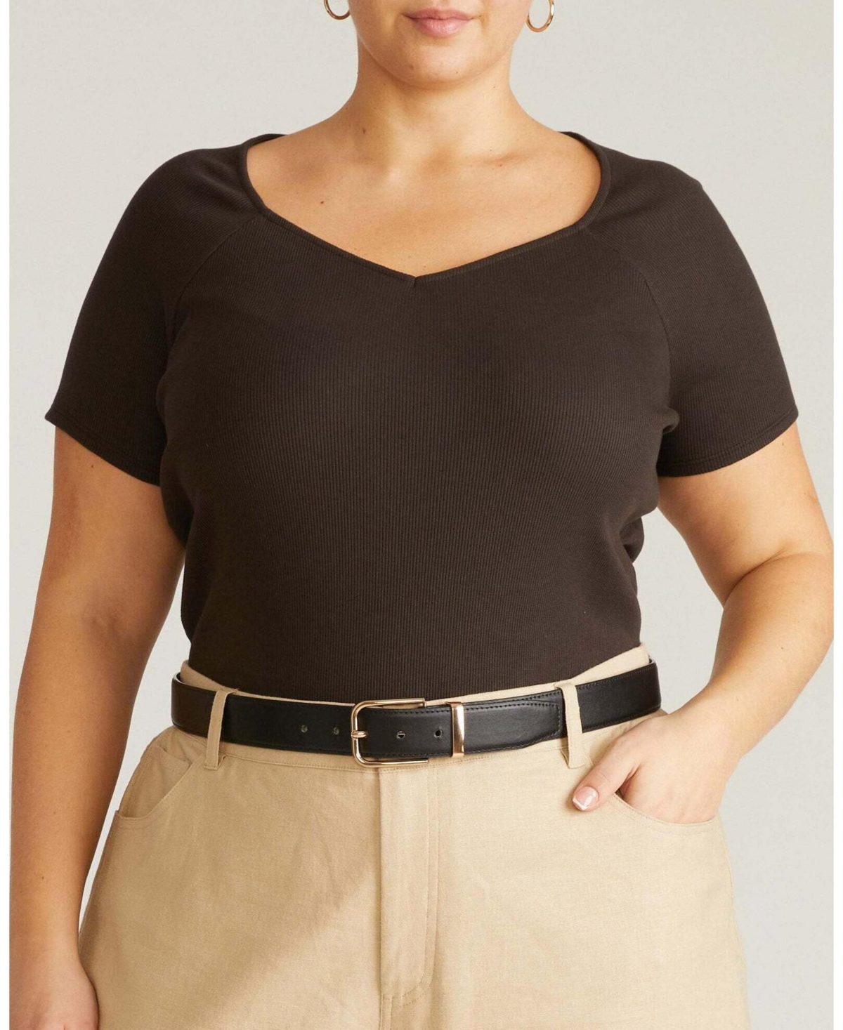 Click here for Universal Standard Plus Size Carey Ribbed Sweethea... prices