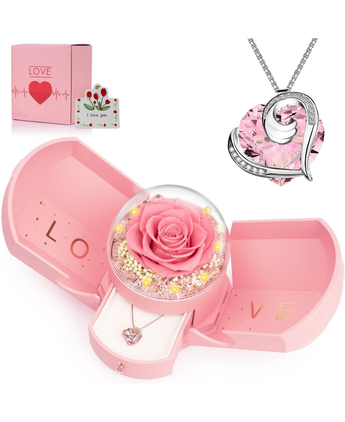 Click here for Gnuadz Preserved Rose Necklace Gift For Women - Pi... prices