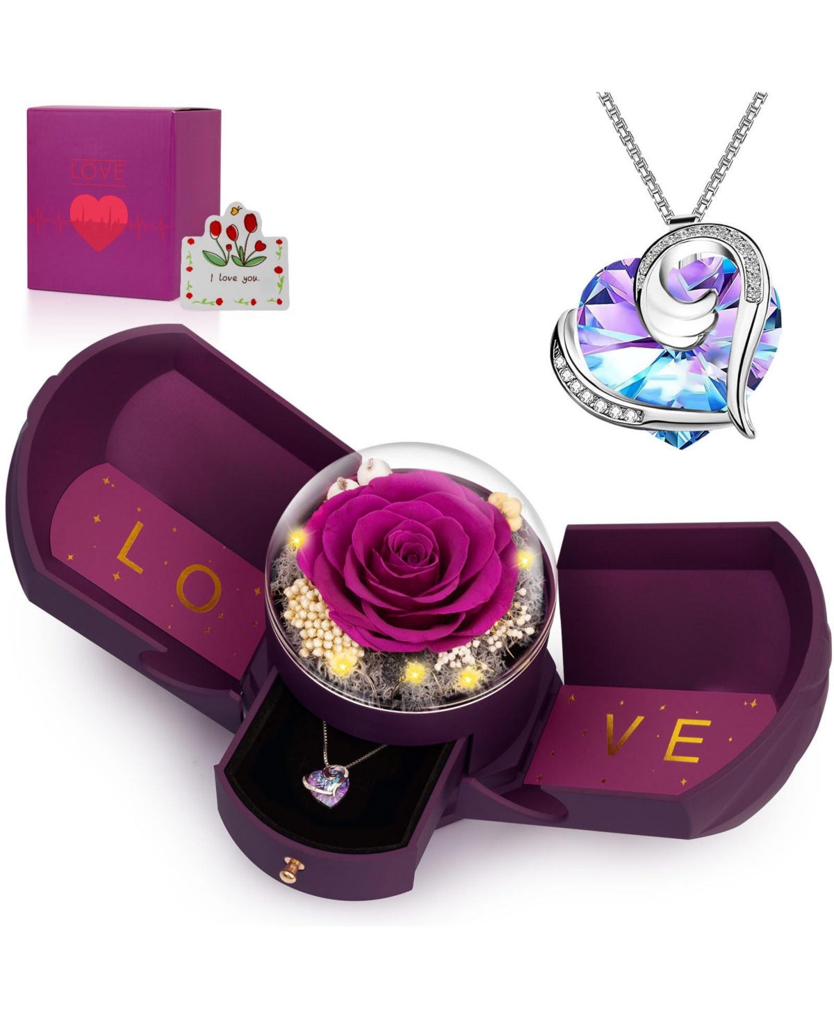 Click here for Gnuadz Preserved Rose Necklace Gift For Women - Pu... prices