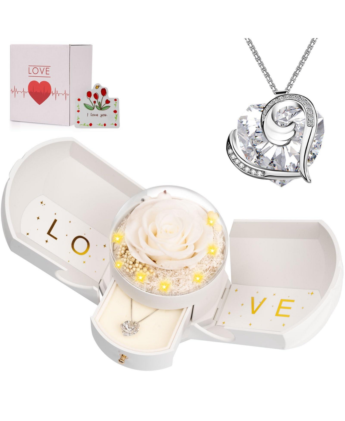 Click here for Gnuadz Preserved Rose Necklace Gift For Women - Wh... prices