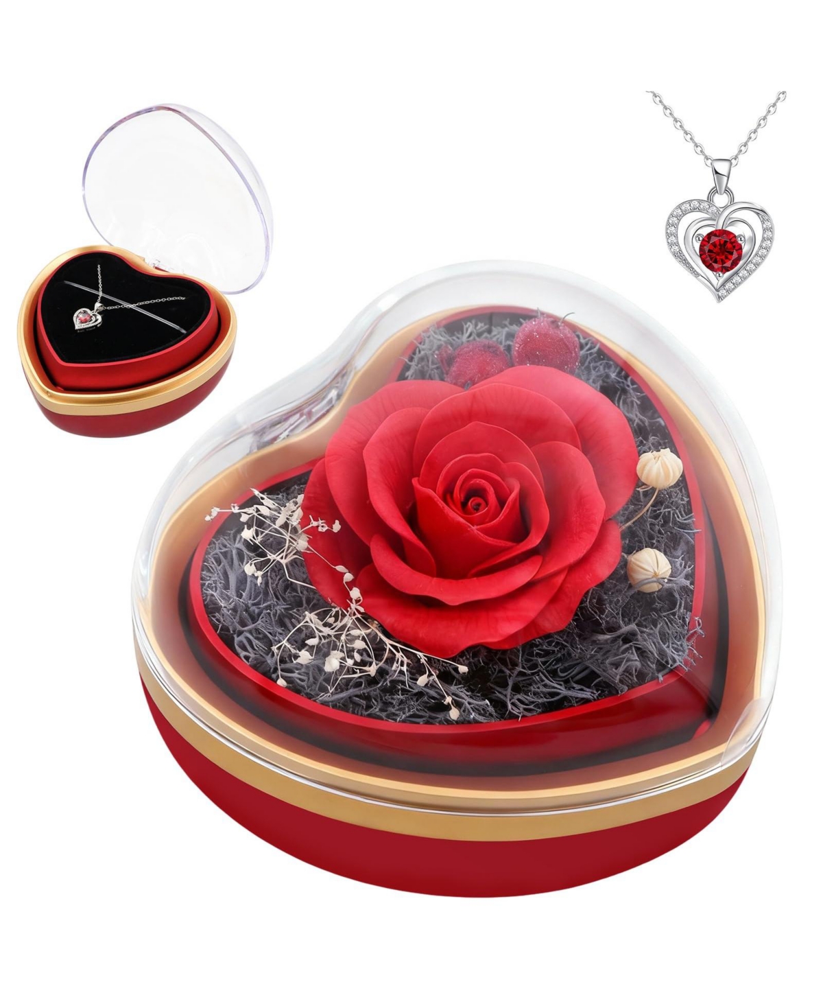 Click here for Gnuadz Eternal Rose Heart Necklace Gift Box - Red prices