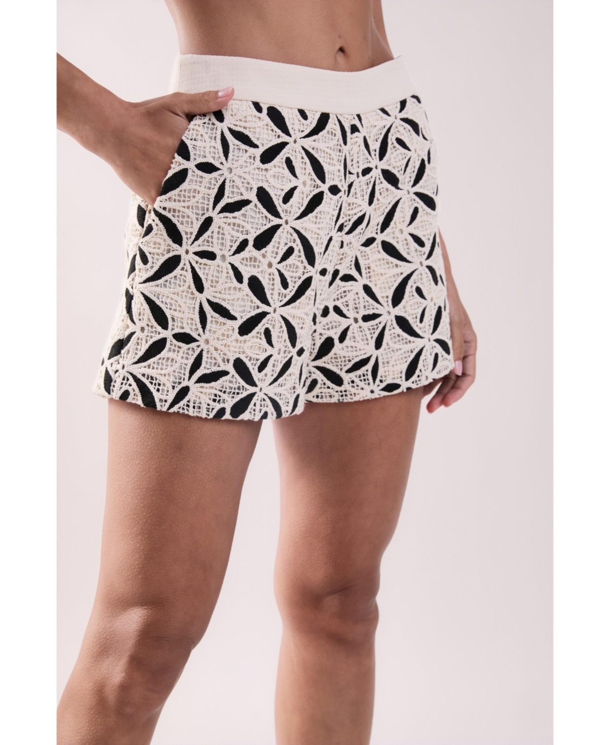 Click here for English Factory Womens Crochet Shorts - Cream/blac... prices