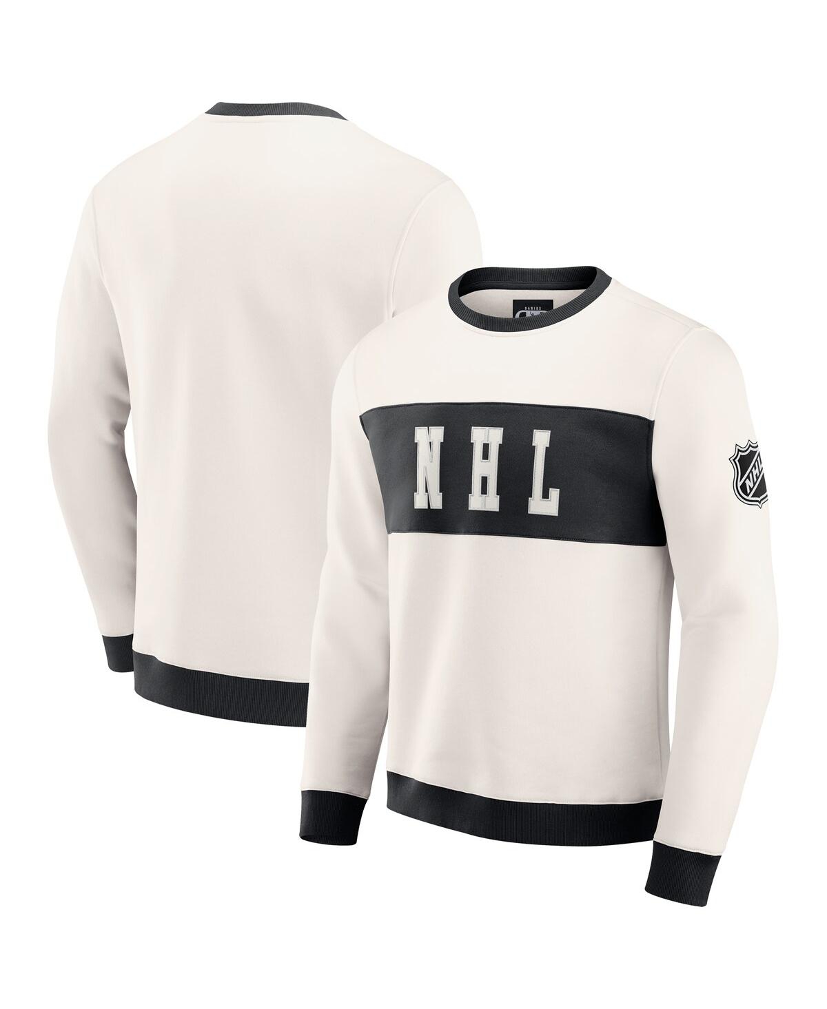 Click here for Fanatics Mens Cream Nhl-Logo Color Block Pullover... prices