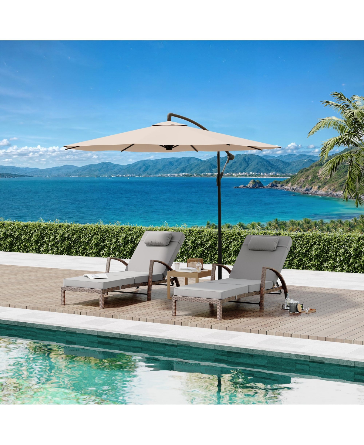 Click here for Homfan Adjustable Wicker Outdoor Chaise Lounge Cha... prices