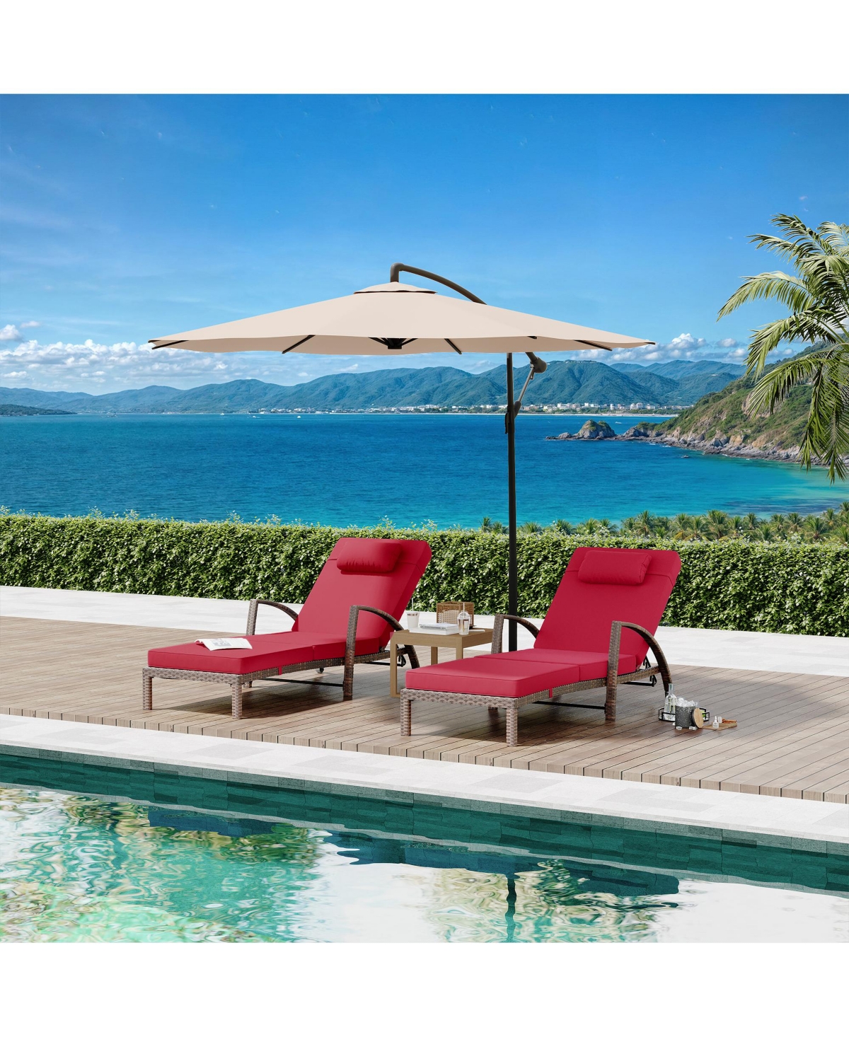 Click here for Homfan Adjustable Wicker Outdoor Chaise Lounge Cha... prices