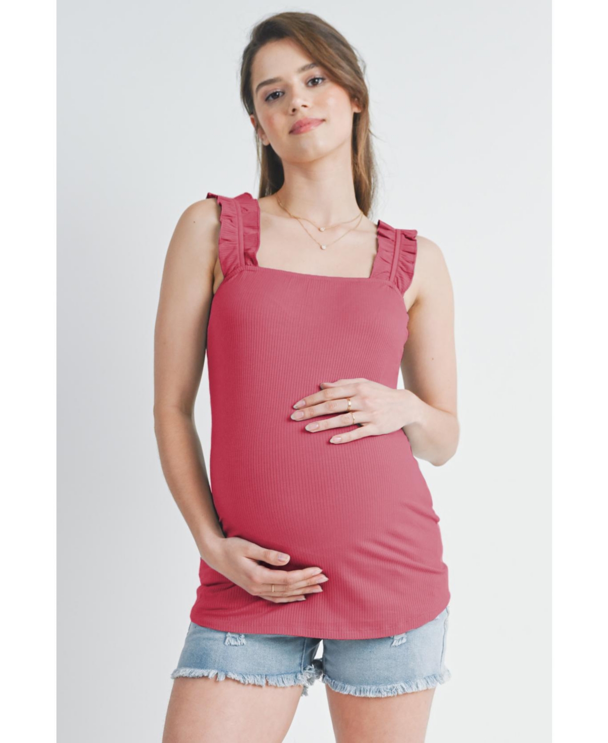 Click here for Hello Miz Maternity Square Neck Ribbed Tank Top wi... prices