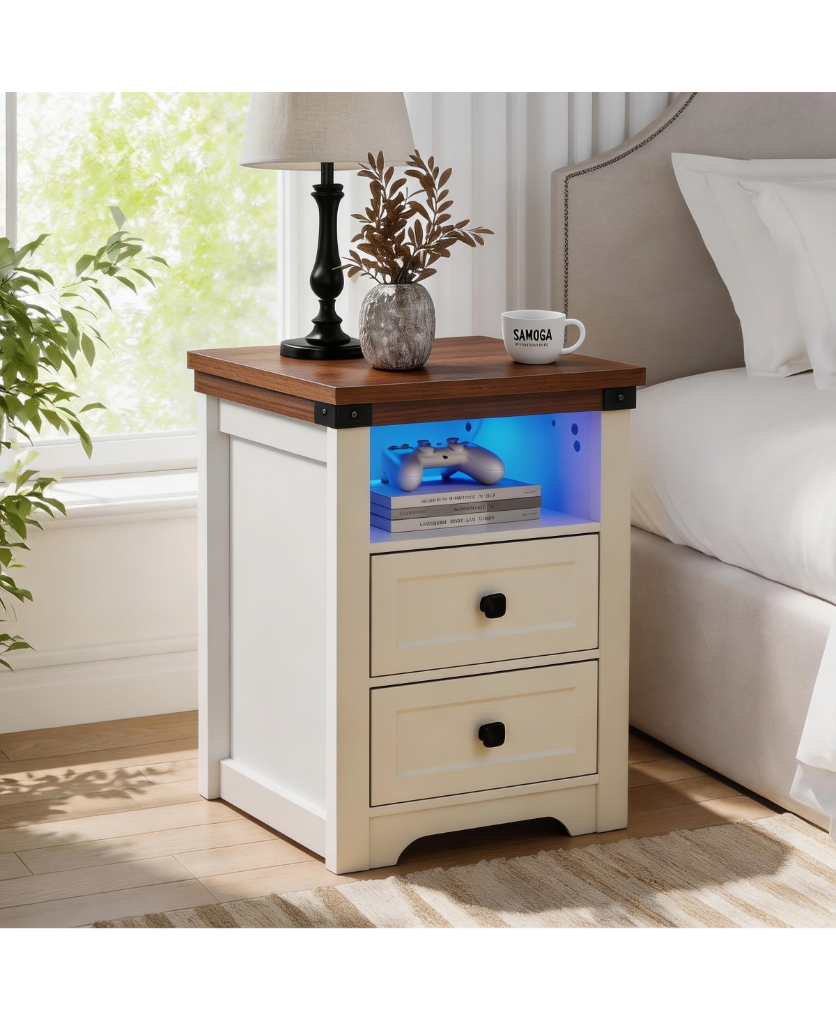 Click here for Streamdale Furniture Farmhouse Charging Nightstand... prices