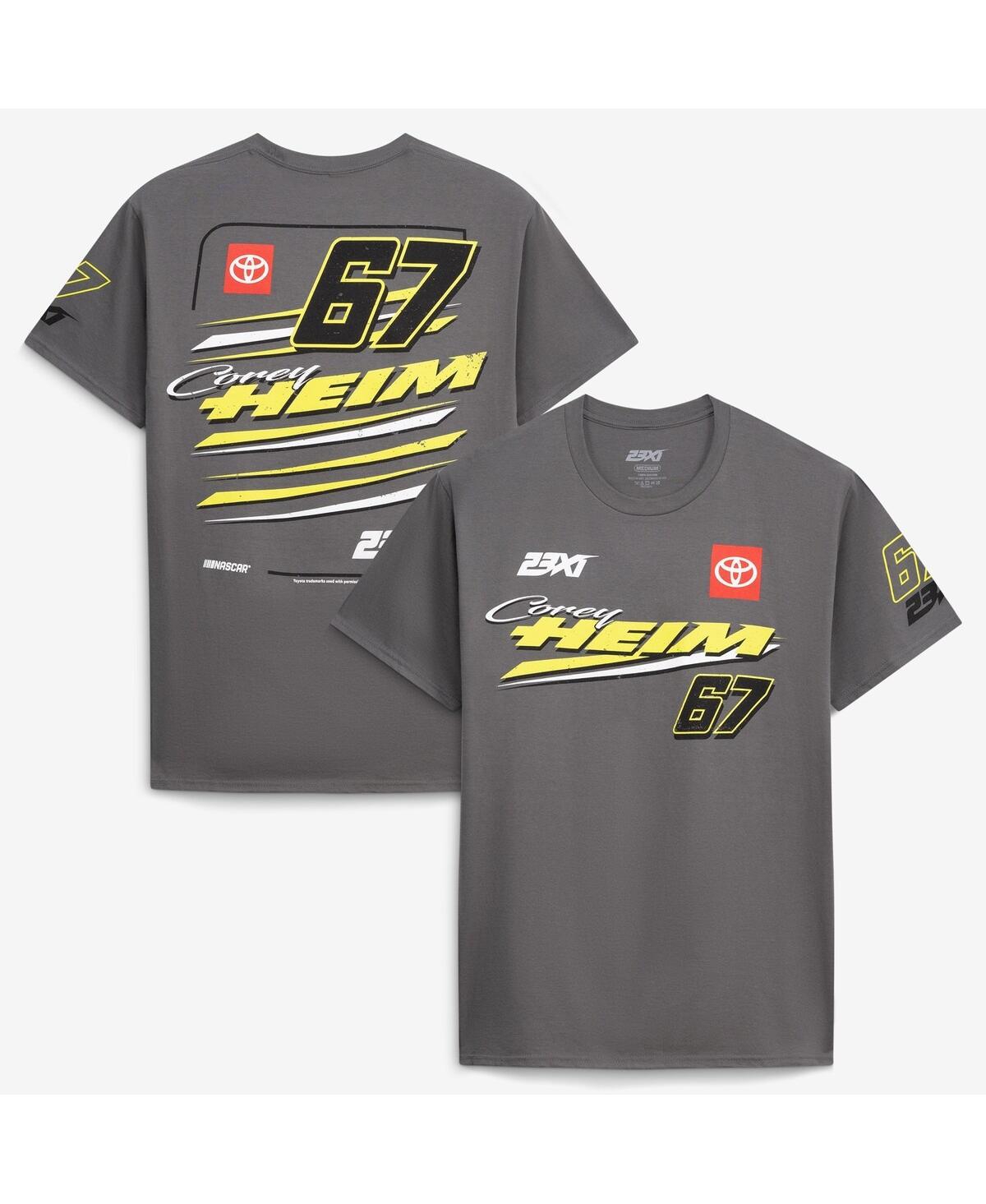 Click here for 23xi Racing Mens Charcoal Corey Heim 67 Crewneck T... prices