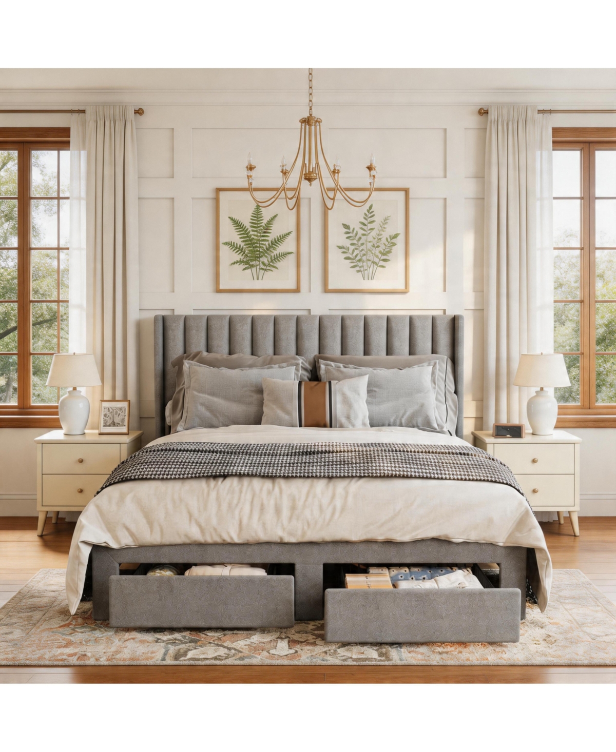 Click here for homfan Bed Frame with 2 Storage Drawers  Velvet Up... prices