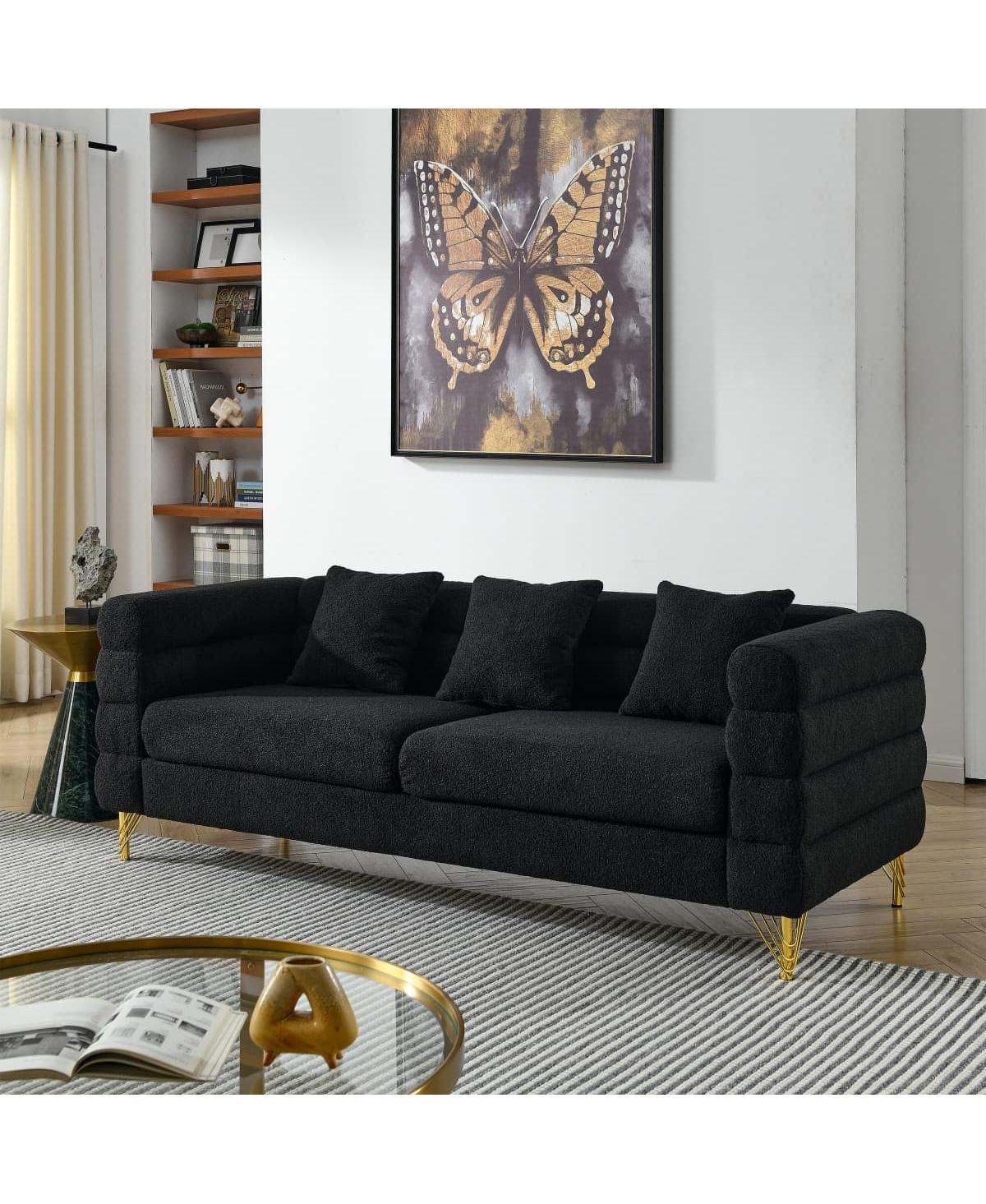 Click here for Maison Boucle 81 Three-Seater Teddy Fabric Sofa Co... prices