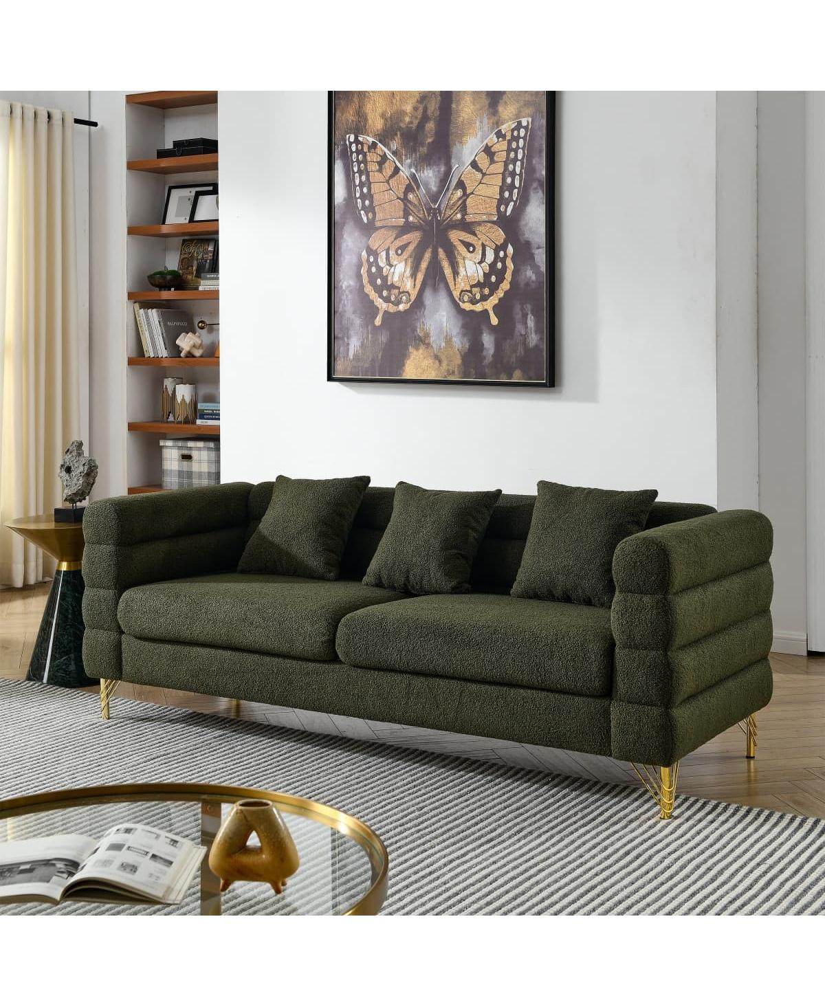 Click here for Maison Boucle 81 Three-Seater Teddy Fabric Sofa Co... prices