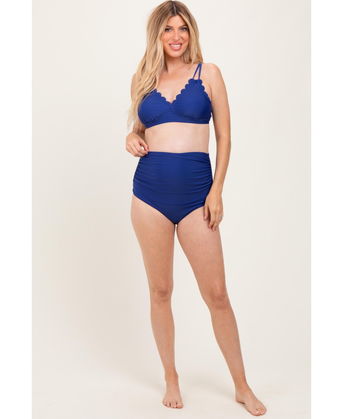 Click here for Pinkblush Maternity Navy Scalloped V-Neck High Wai... prices