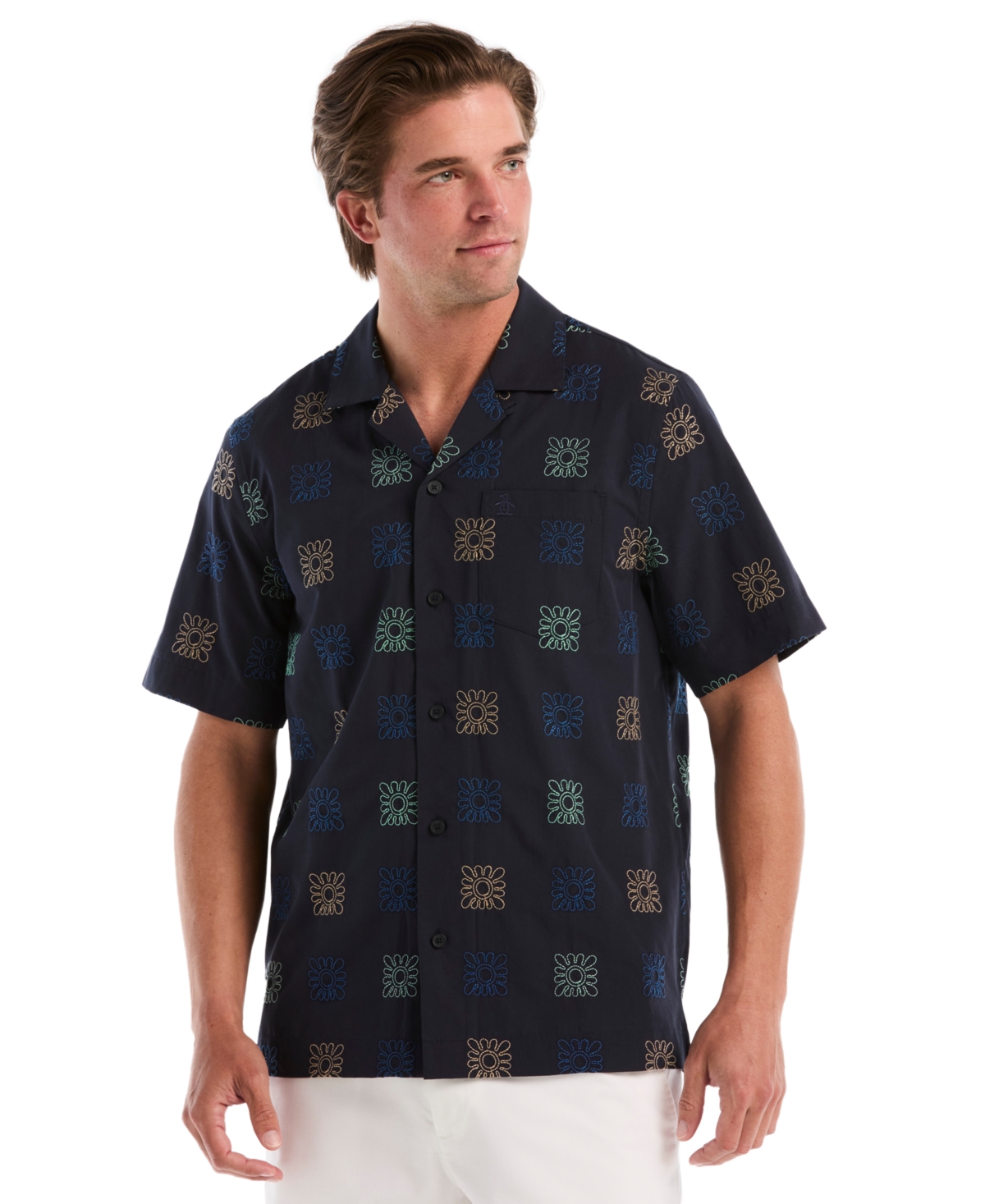 Click here for Original Penguin Mens Embroidered Camp Collar Shir... prices