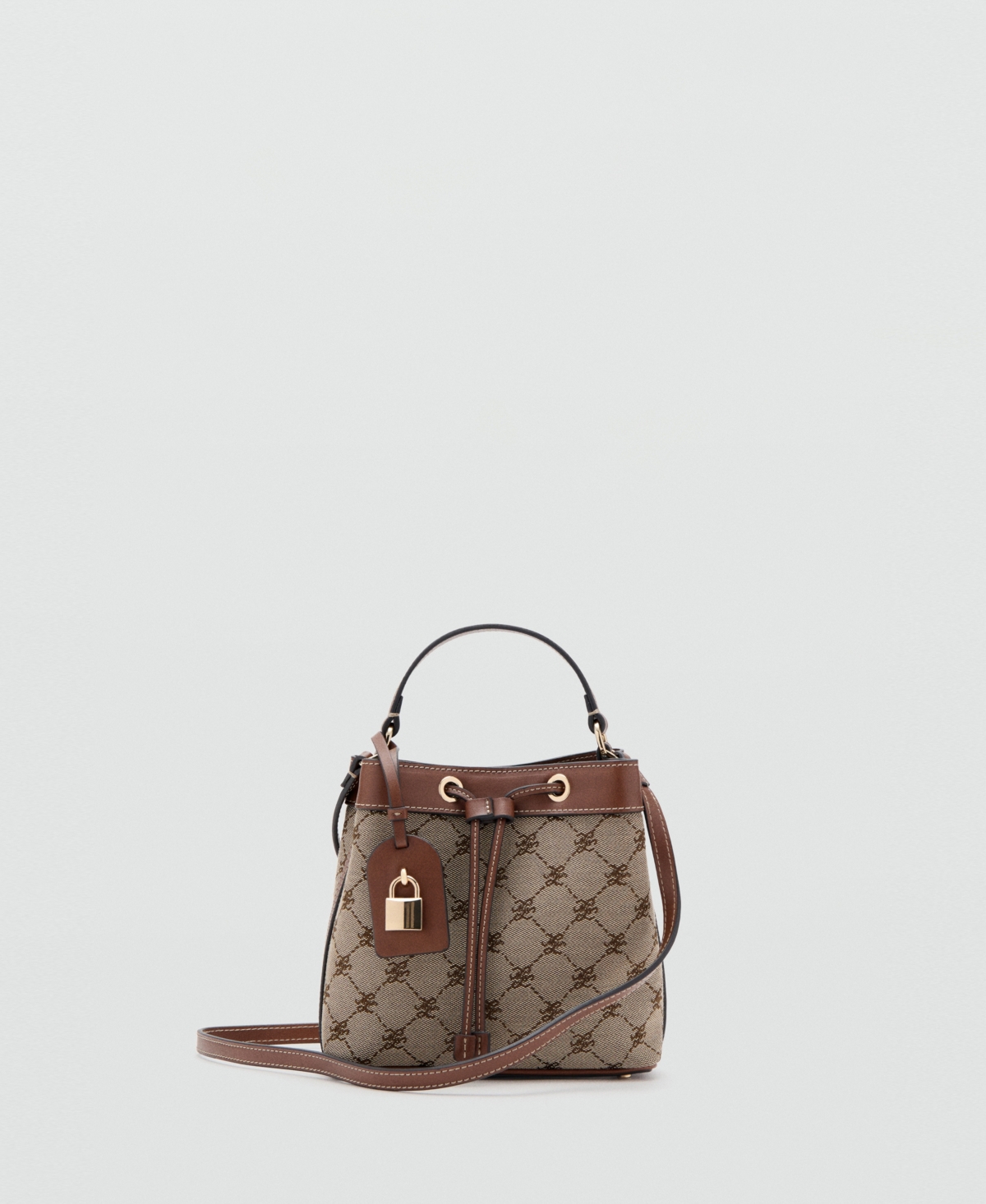 Click here for Mango Womens Logo Jacquard Bucket Bag - Leather prices