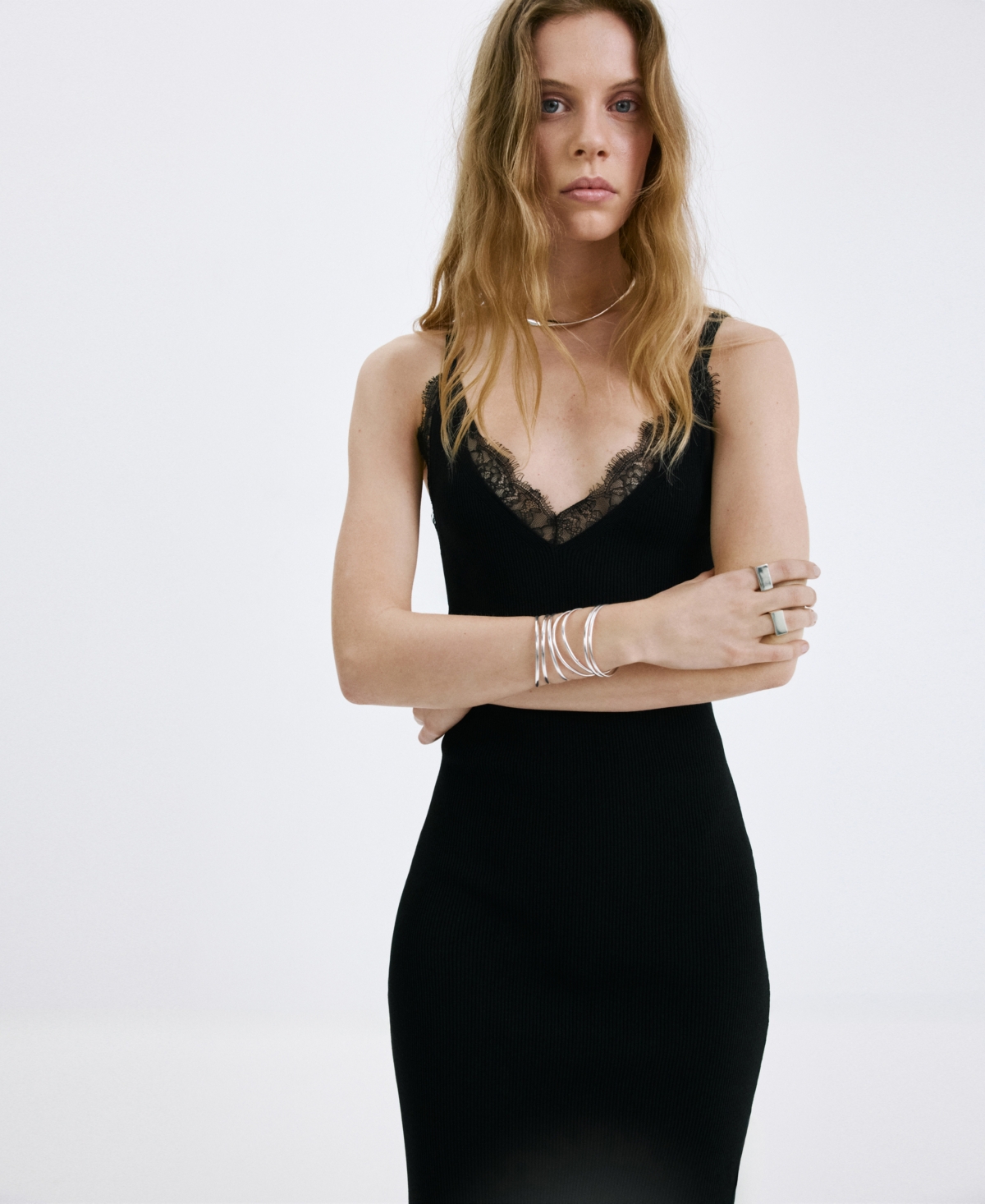 Click here for Mango Womens Asymmetrical Lingerie-Style Dress - B... prices