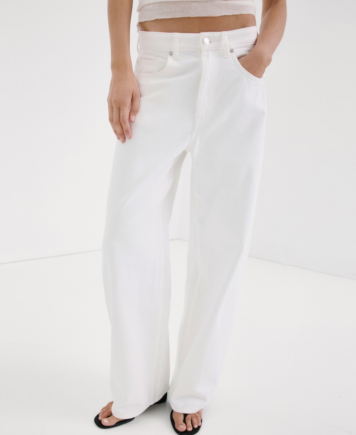 Click here for Mango Womens Mid-Rise Balloon Jeans - White prices