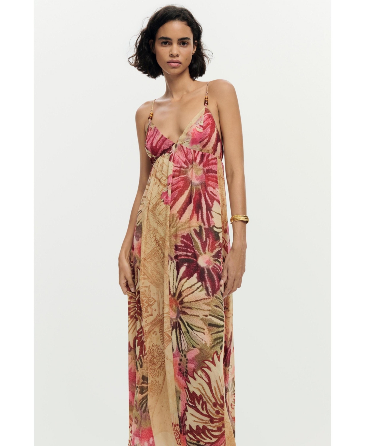 Click here for Desigual Womens Printed long dress - Pink prices