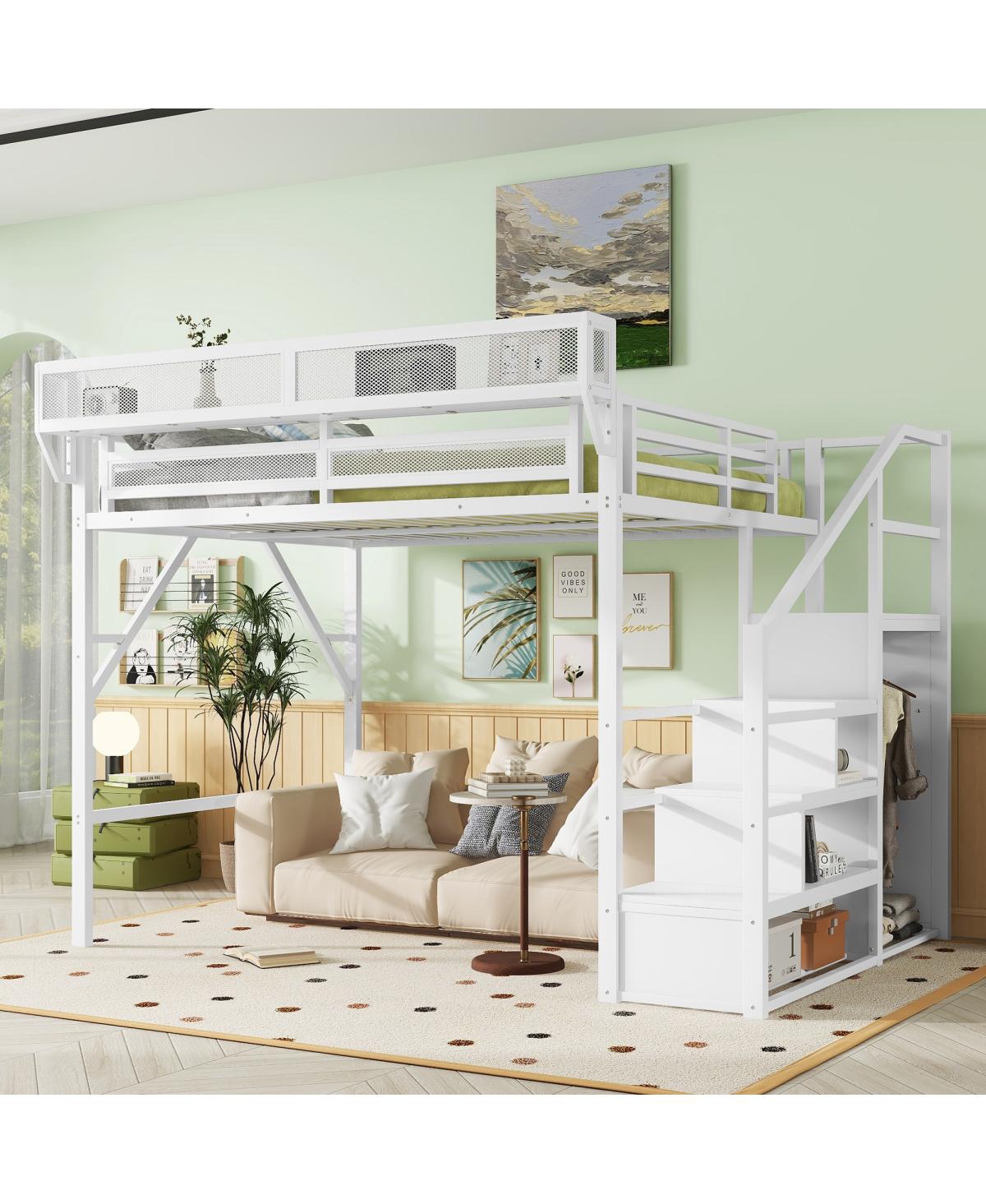Click here for Streamdale Furniture Metal Loft Bed with Stairs an... prices