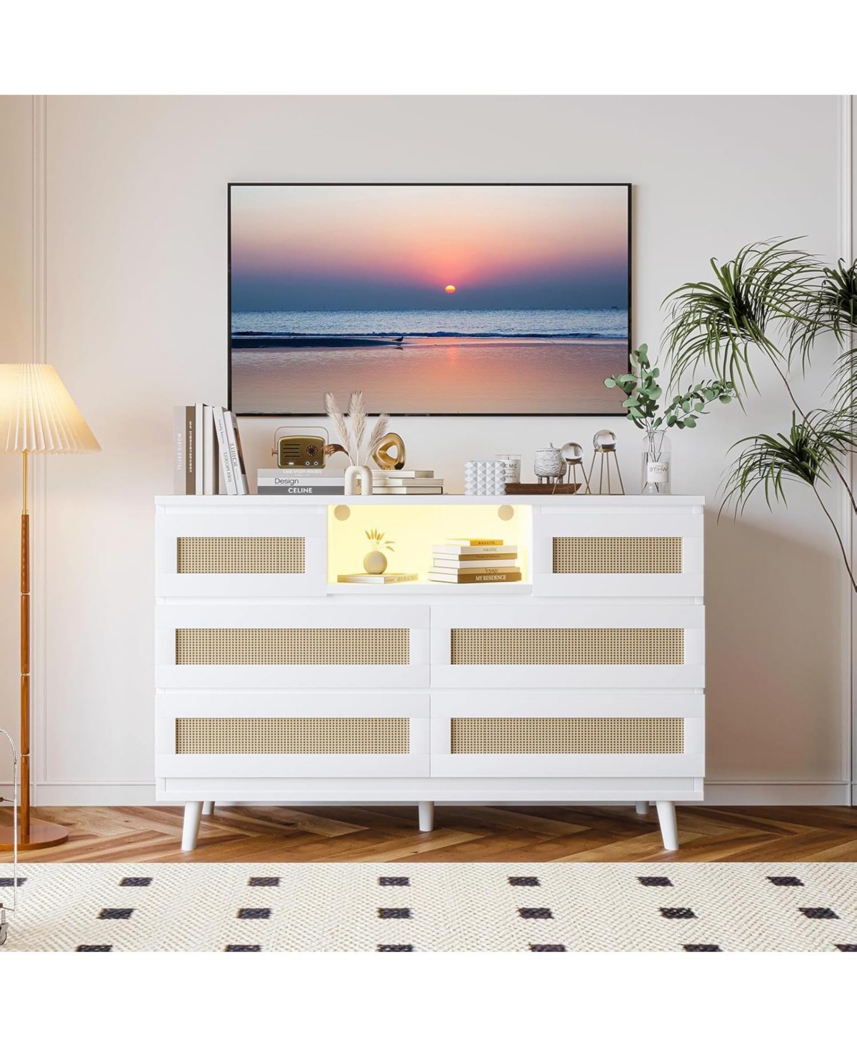 Click here for gaomon Rattan 6-Drawer Bedroom Dresser  Natural Wo... prices