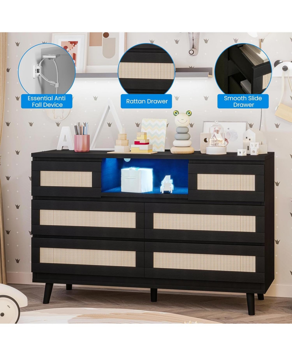 Click here for gaomon Rattan 6-Drawer Bedroom Dresser  Natural Wo... prices