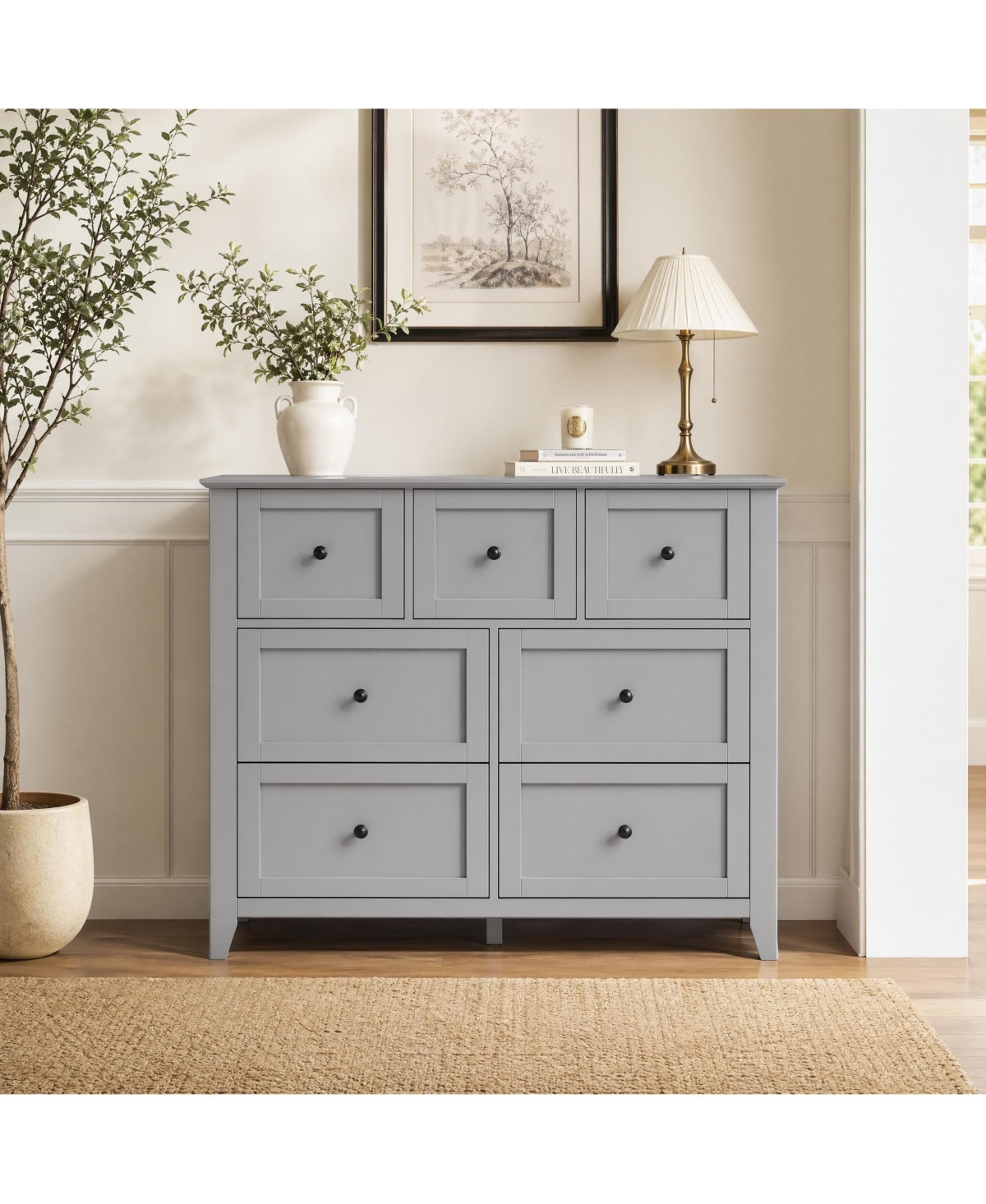 Click here for homfan 7-Drawer Farmhouse Dresser  Tall Wood Stora... prices